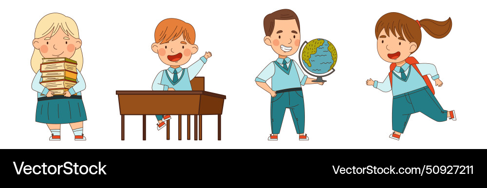 Happy children in school uniform class Royalty Free Vector