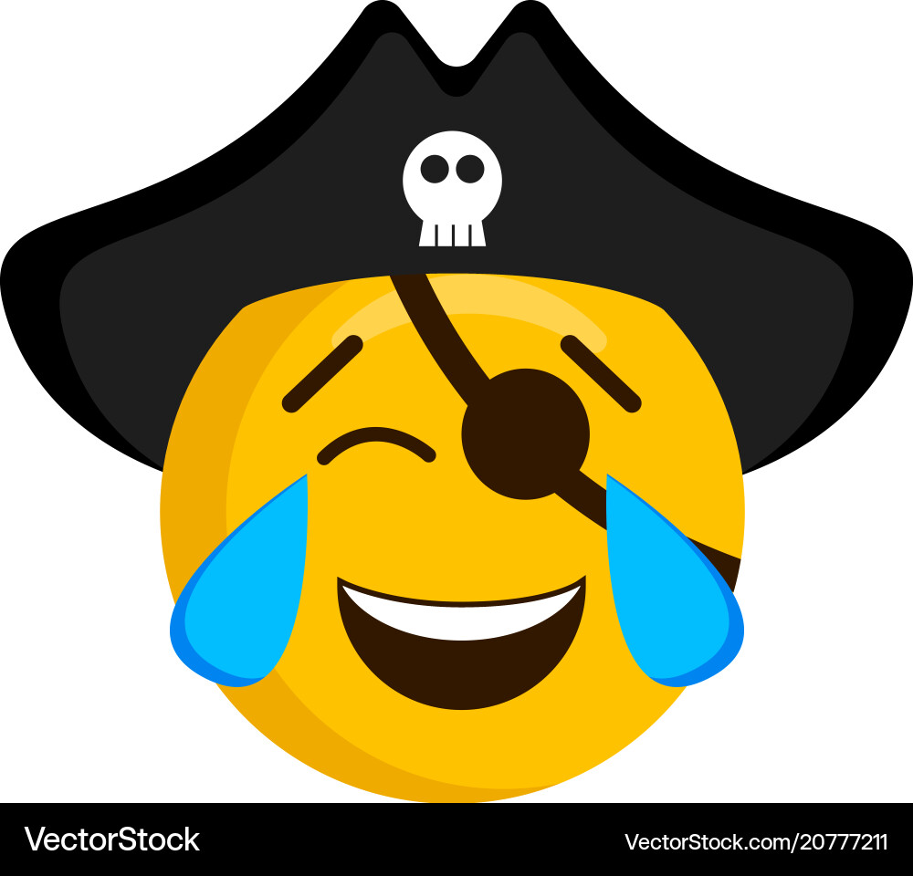 Happy pirate emoji with a hat Royalty Free Vector Image