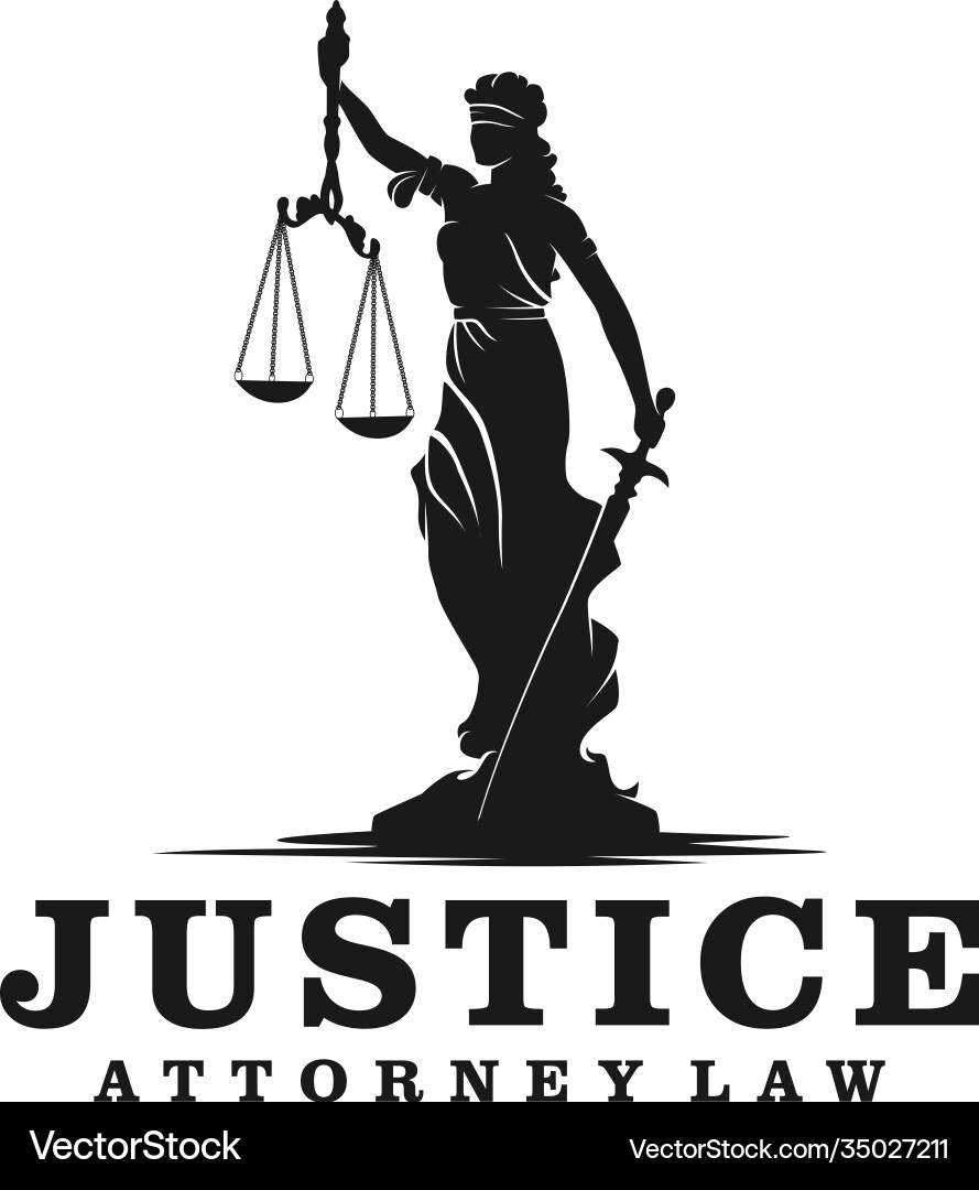 Lady Justice Vector Judiciary Symbol. Lady Justice With Blindfold,