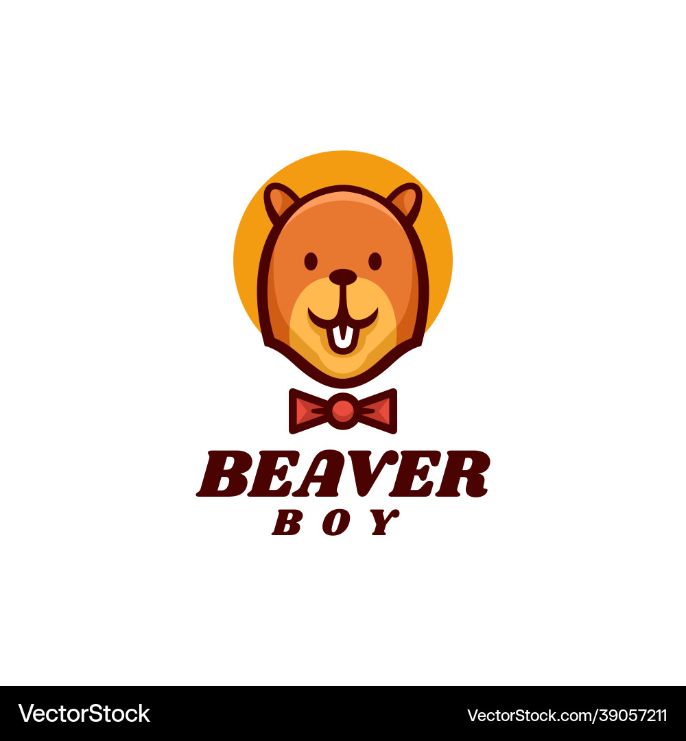 Logo beaver boy mascot cartoon style Royalty Free Vector