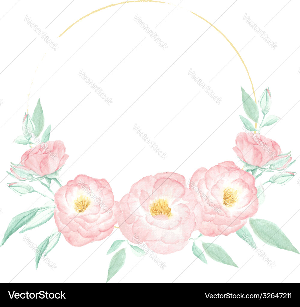 Pink Rose Wreath Frame Royalty Free Vector Image
