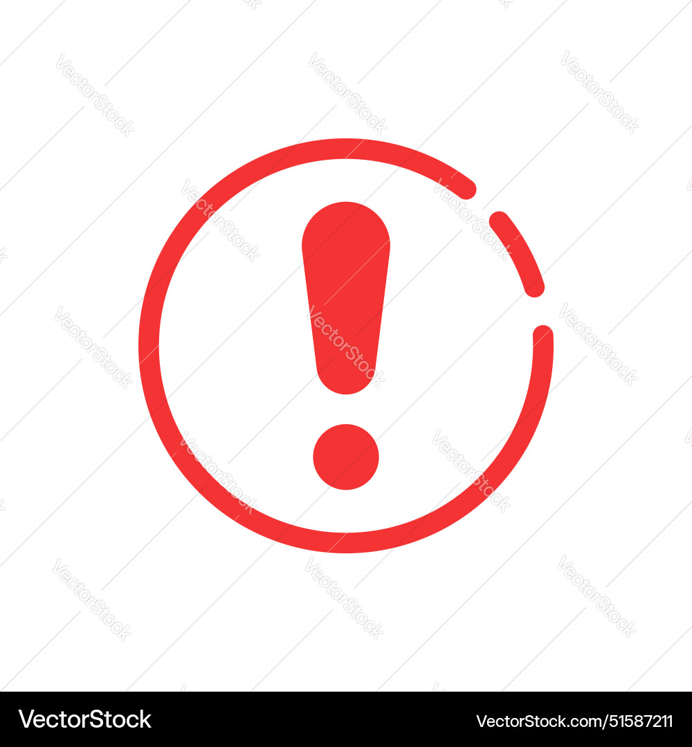 Red simple exclamation point icon in round Vector Image