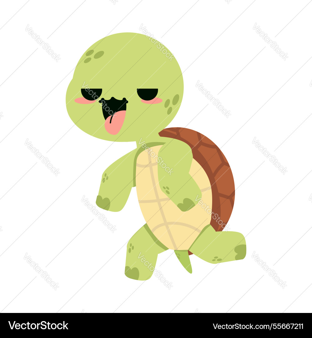 Tired cartoon turtle running in a race Royalty Free Vector