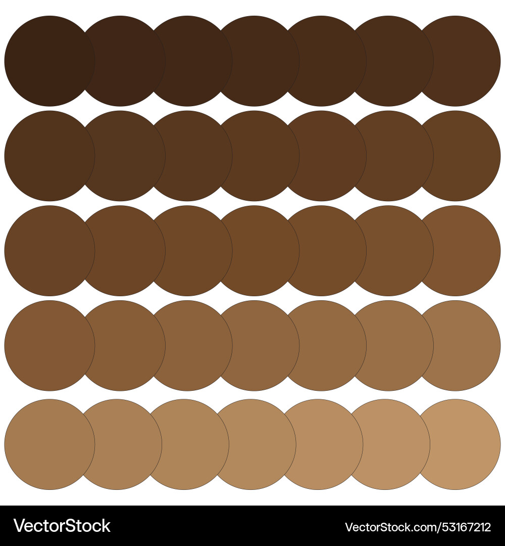 Color palette shades brown tones circles gradient Vector Image