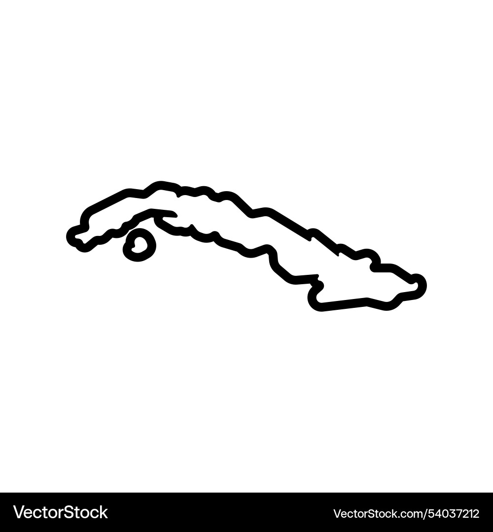 Cuba country map black line border icon Royalty Free Vector