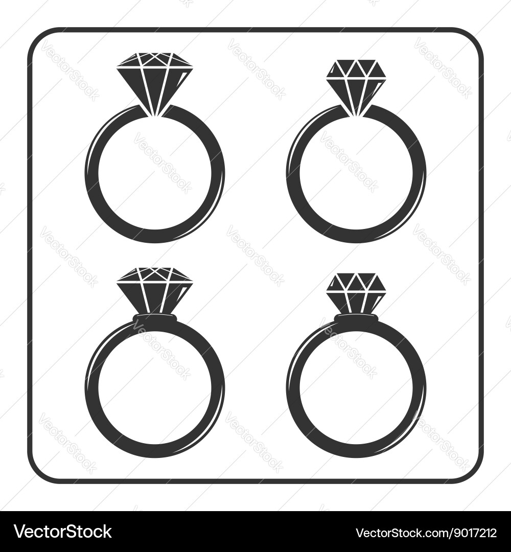 Diamond engagement ring icons set 4 Royalty Free Vector