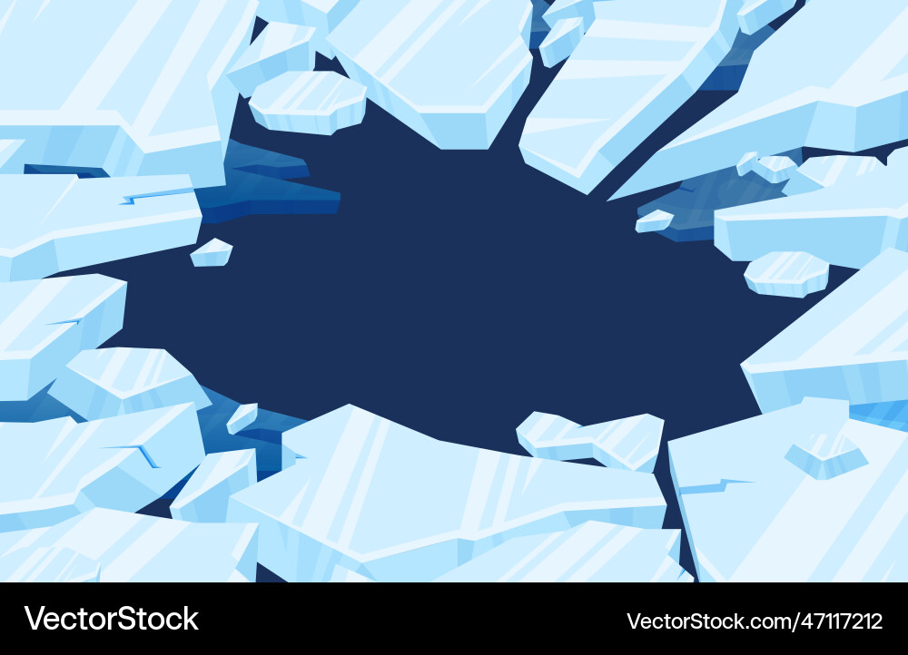 Frozen arctic cracked ice frame Royalty Free Vector Image