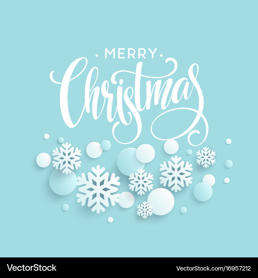 Merry christmas blue background with papercraft Vector Image