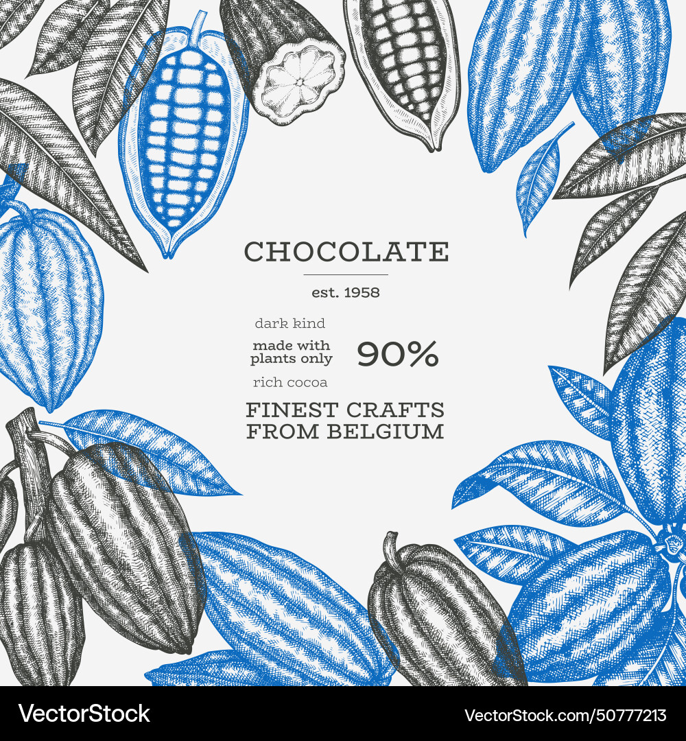 Cocoa banner template chocolate retro cocoa beans Vector Image