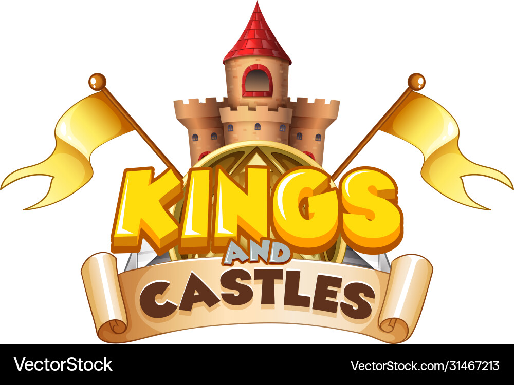 Font design for word kings and castles on white Vector Image