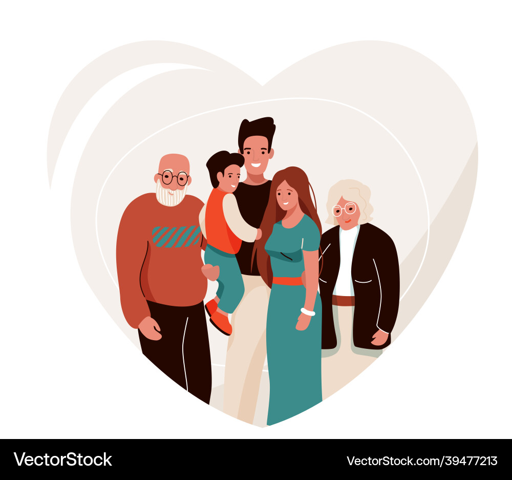 Happy family in heart shape Royalty Free Vector Image