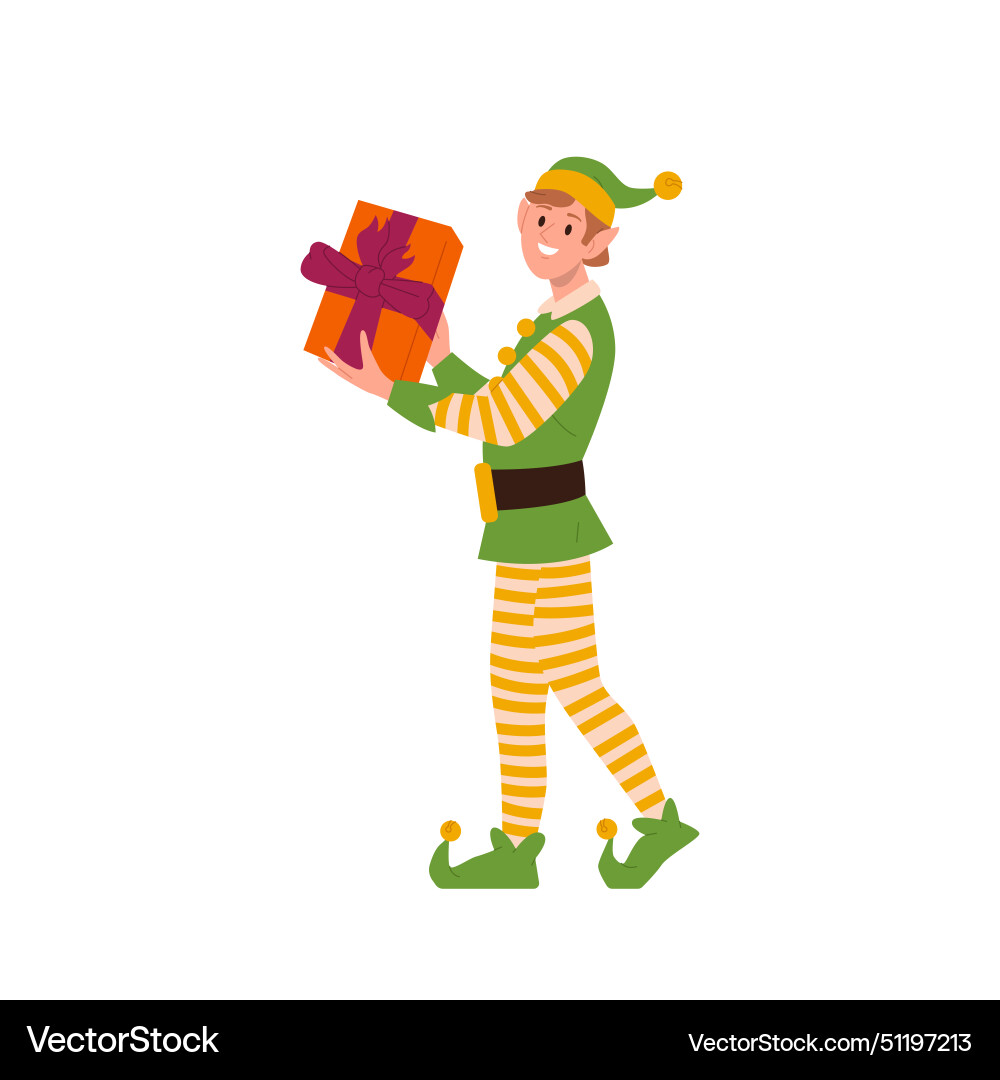 Happy smiling boy elf cartoon character wearing Vector Image