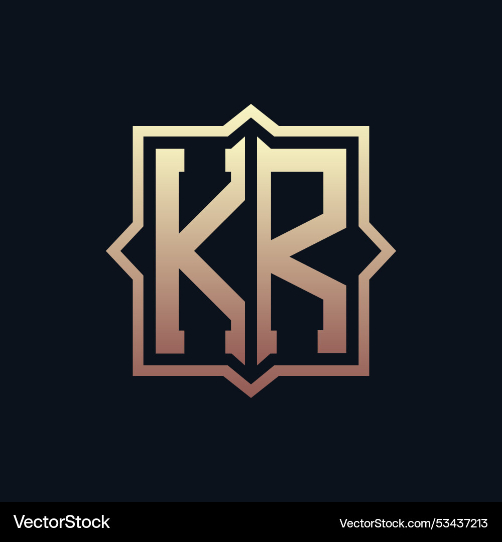 Luxury initial kr monogram logo design elegant Vector Image