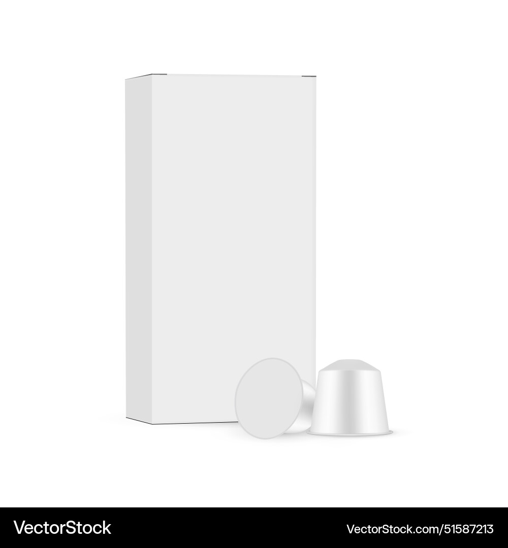 Paper packaging box with coffee capsules Vector Image