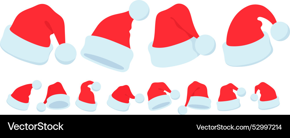 Collection of santa hats design elements Vector Image
