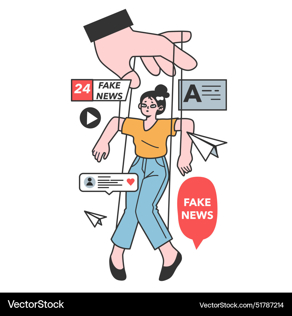 Fake news manipulation and control over people Vector Image