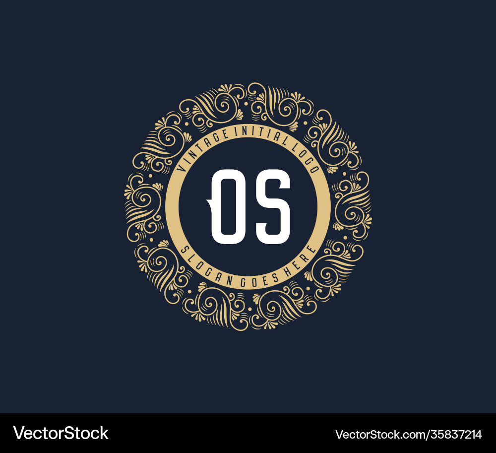 Initial os antique retro luxury victorian Vector Image