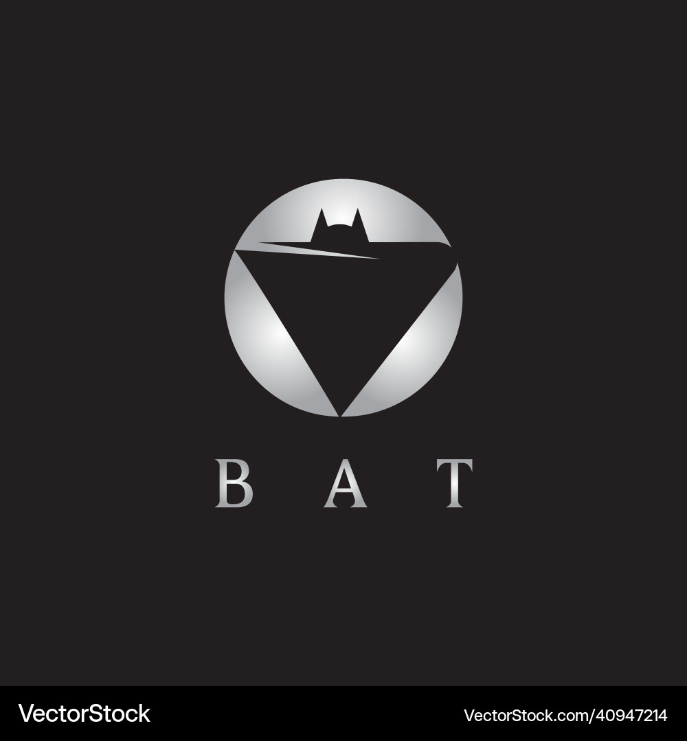Metallic silver bat logo design Royalty Free Vector Image