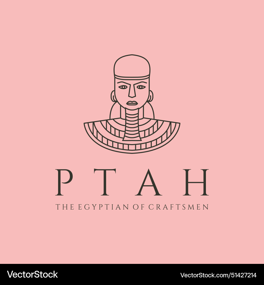 Ptah egyptian line art logo symbol design Vector Image