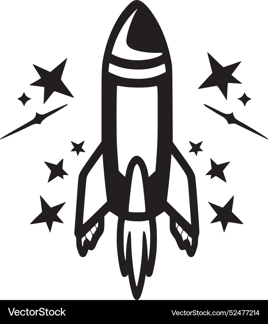 Rocket - black and white Royalty Free Vector Image