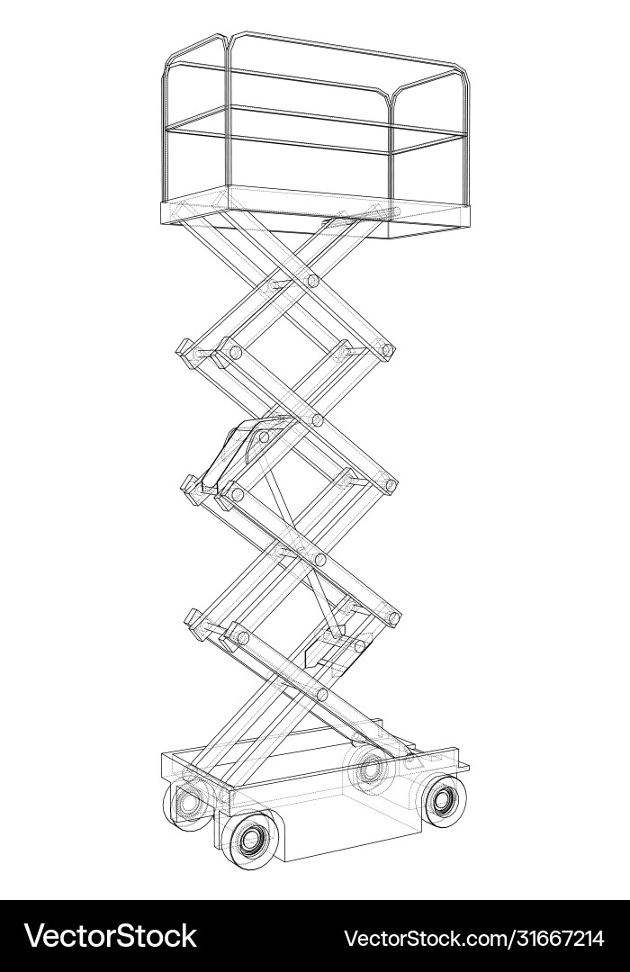 Scissor lift concept outline Royalty Free Vector Image