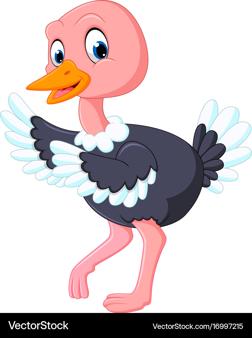 Cute ostrich cartoon Royalty Free Vector Image