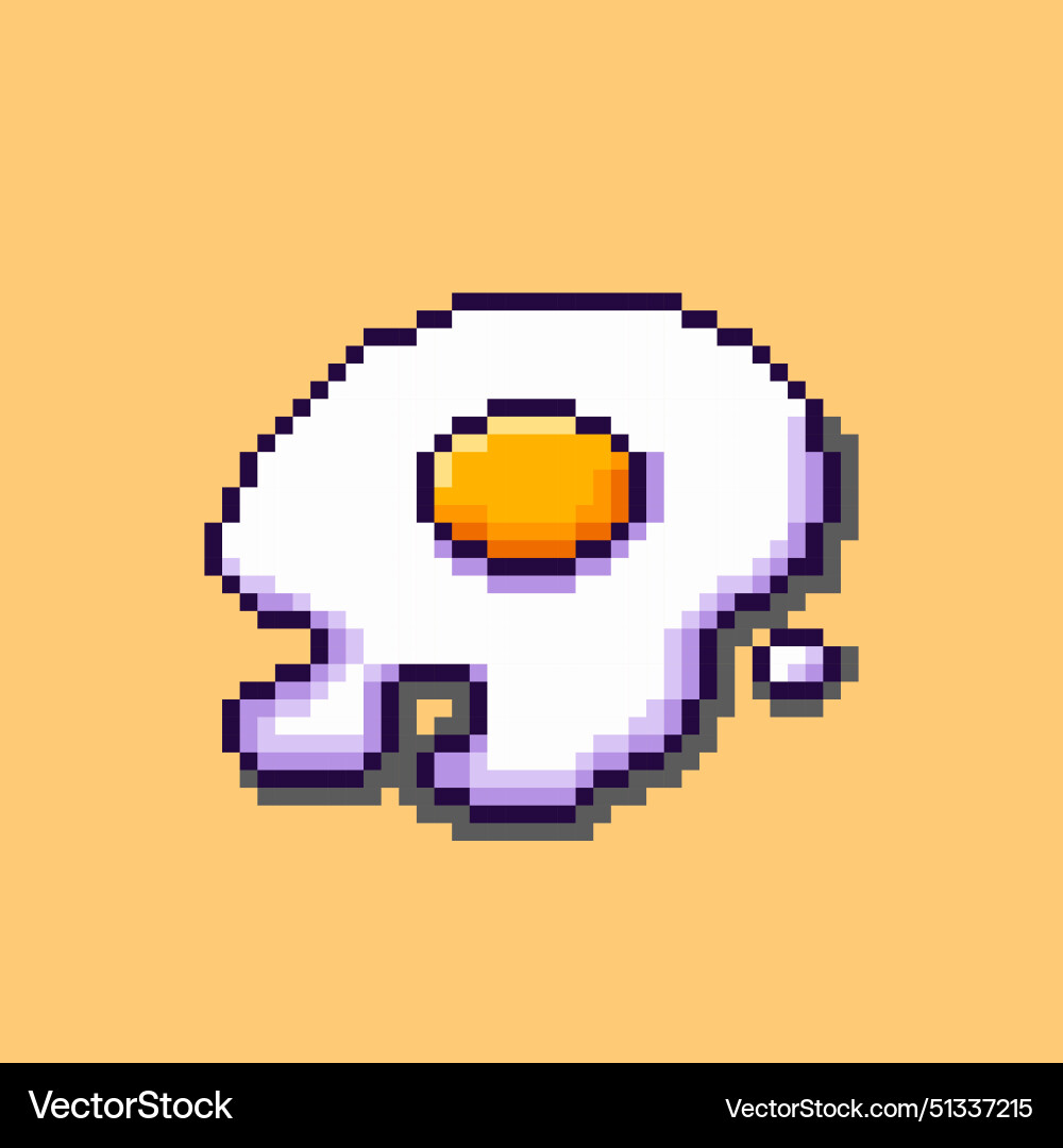 Fried egg pixel art design Royalty Free Vector Image