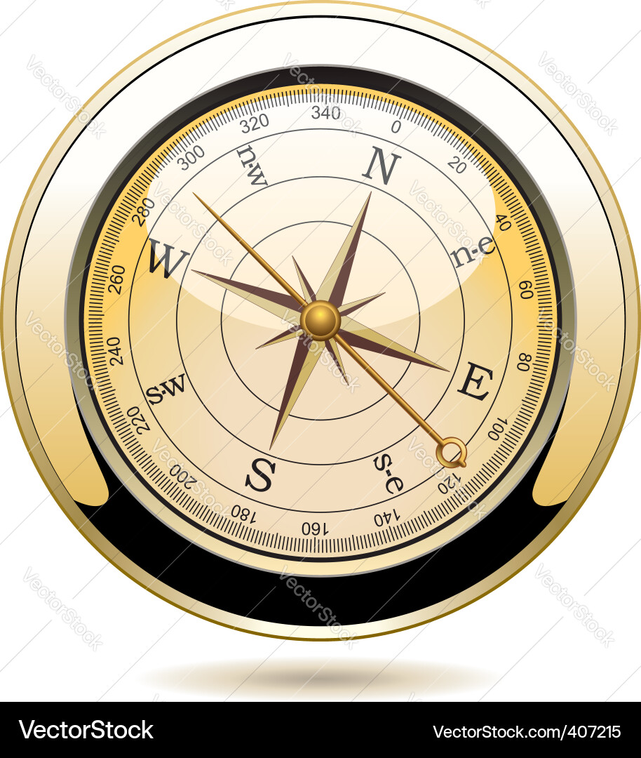 Golden vintage compass Royalty Free Vector Image