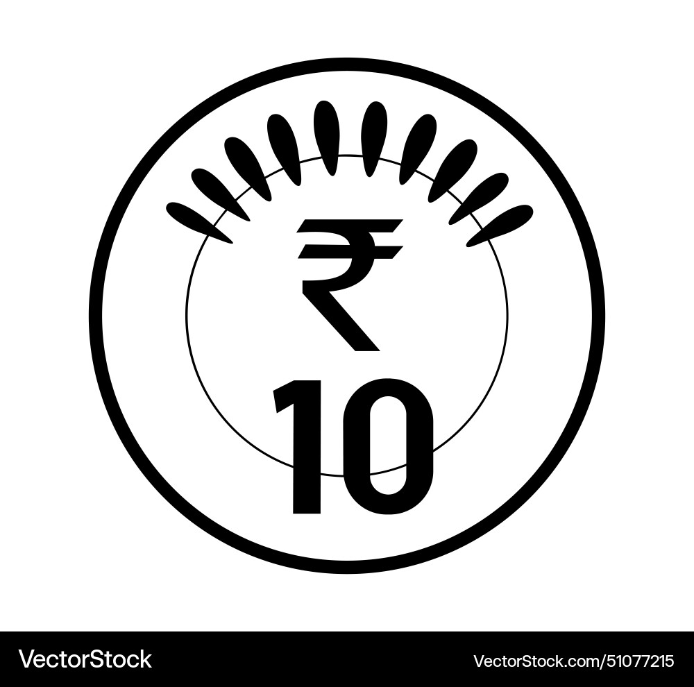 Indian 10 rupees coin Royalty Free Vector Image