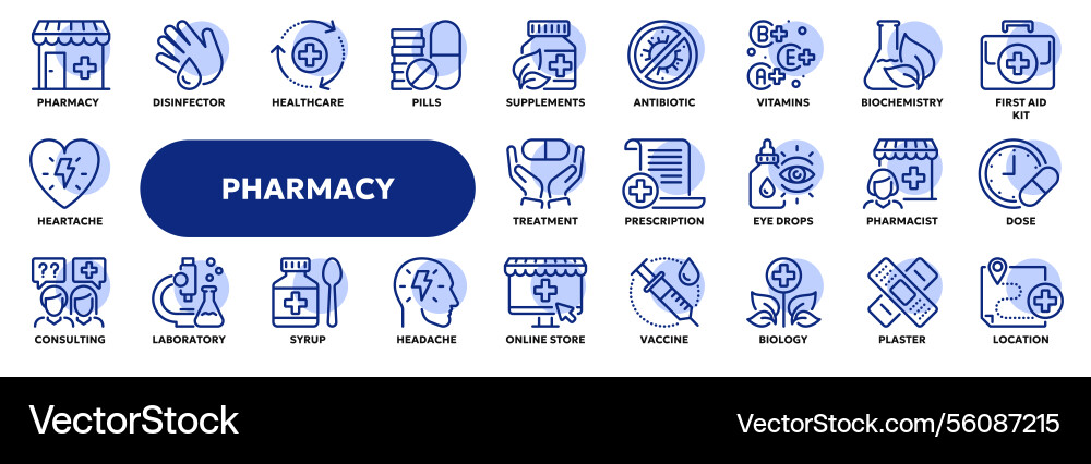 Pharmacy and medicine icons Royalty Free Vector Image