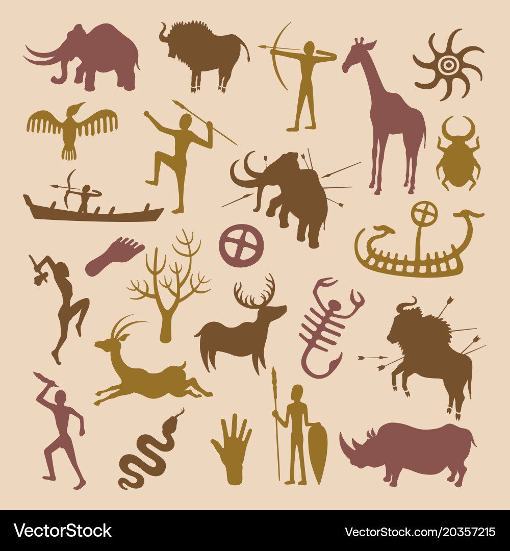 Rock ancient painting Royalty Free Vector Image