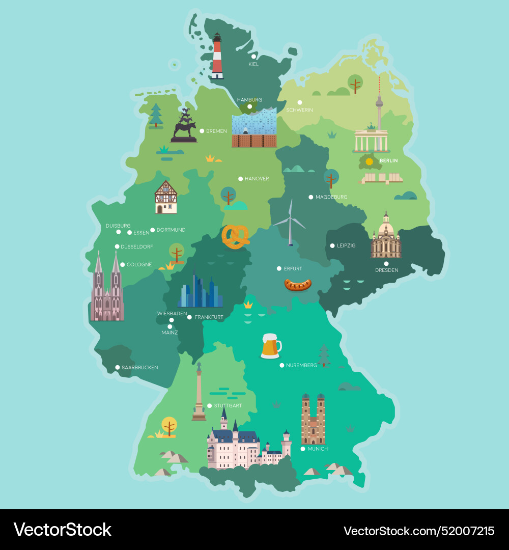 Stylized map of germany Royalty Free Vector Image