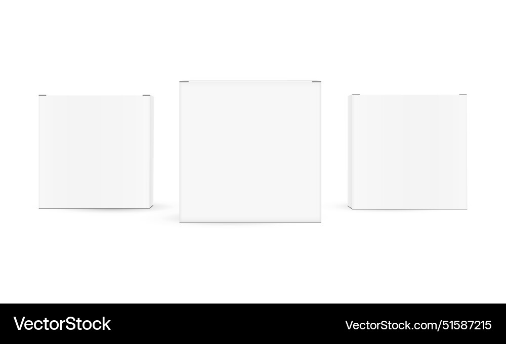 Three square packaging boxes front view isolated Vector Image