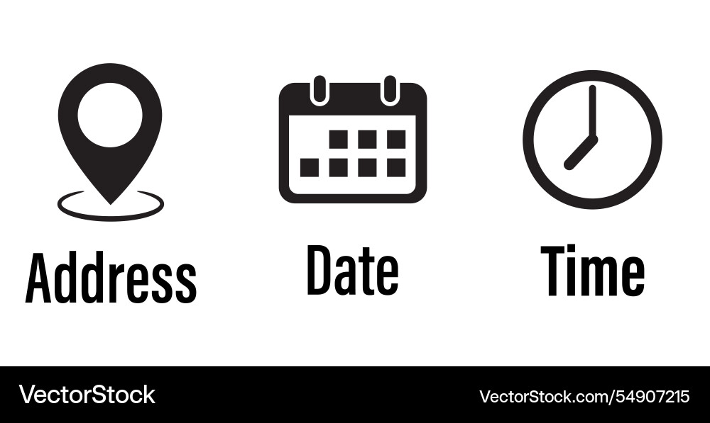 Time date location address icon set template Vector Image Time date location address icon set template Vector Image