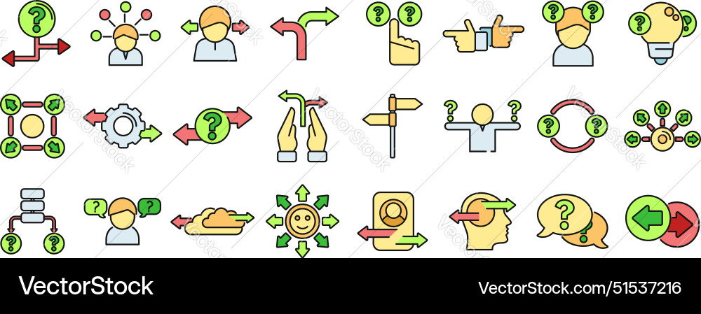 Ambiguity icons set color line Royalty Free Vector Image
