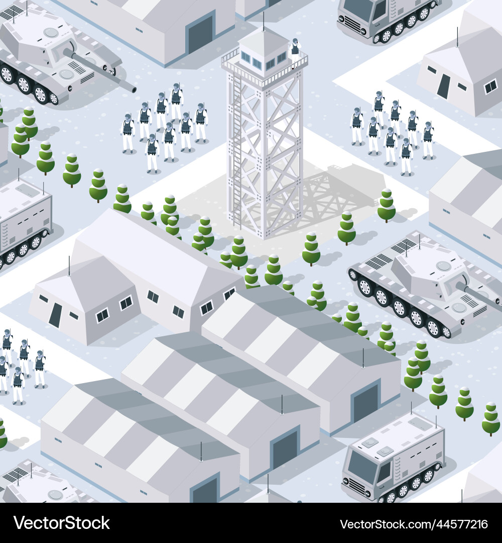 An isometric military transport base Royalty Free Vector