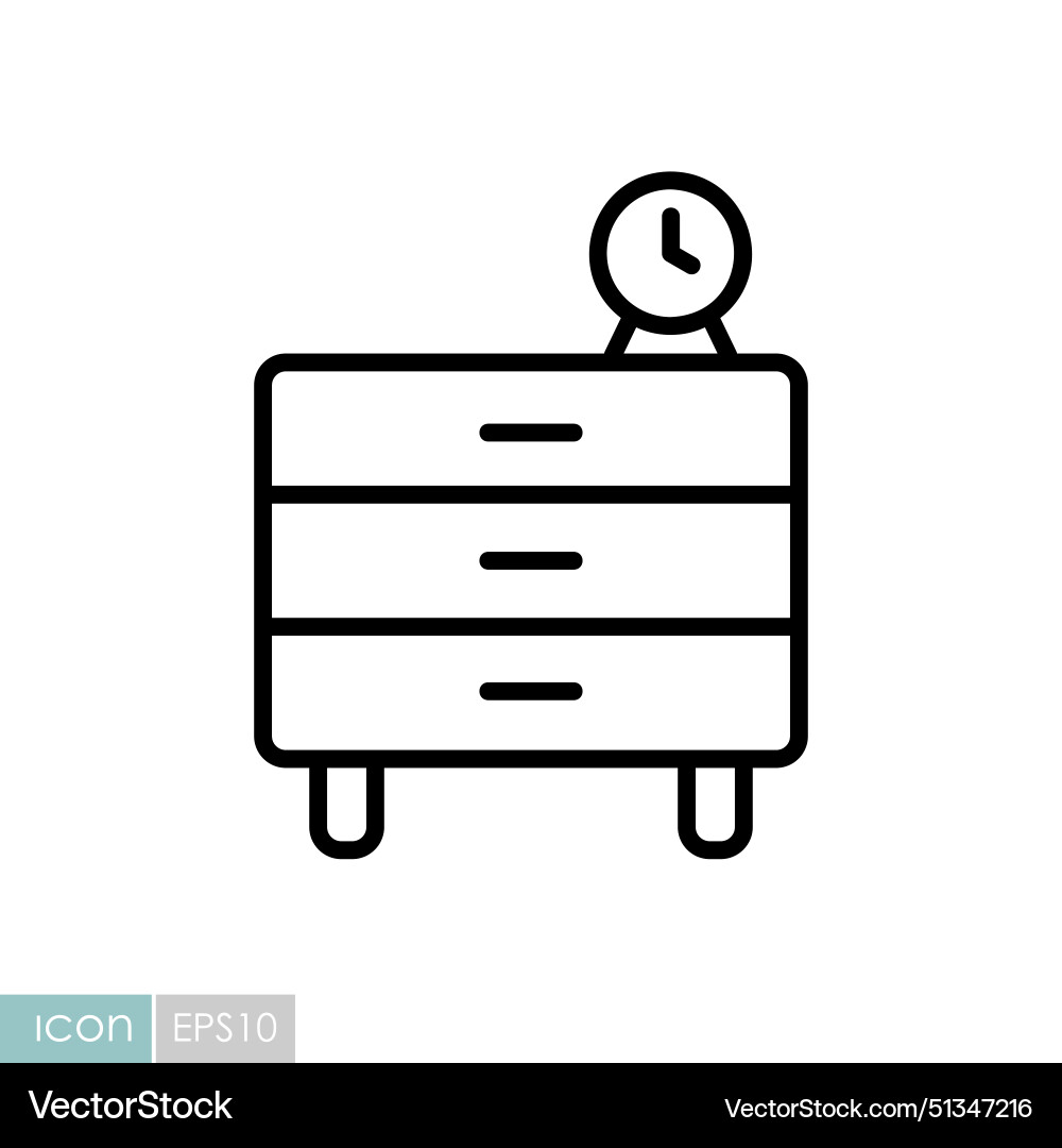 Bedside dresser and clock alarm icon Royalty Free Vector