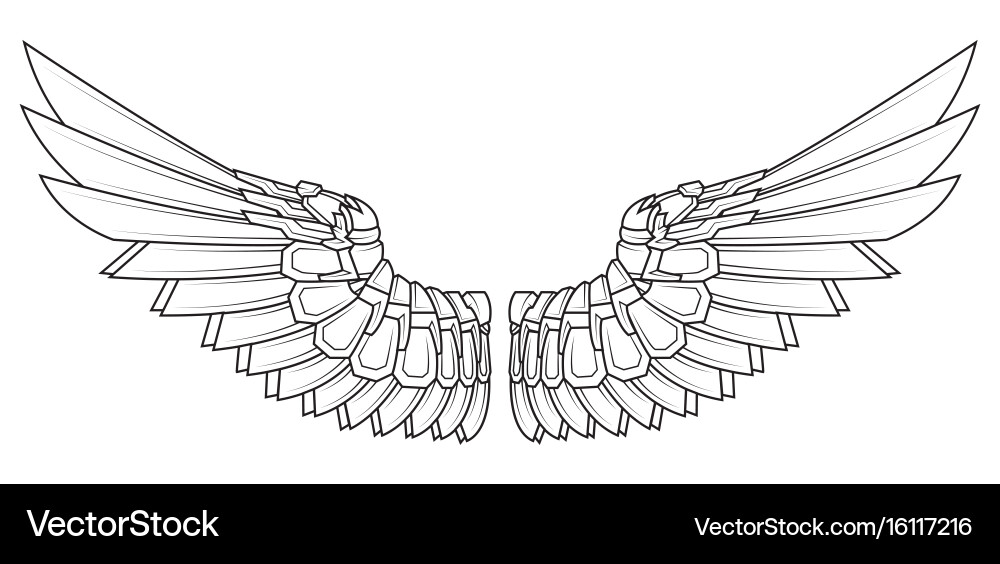 Cartoon wings in black and white Royalty Free Vector Image