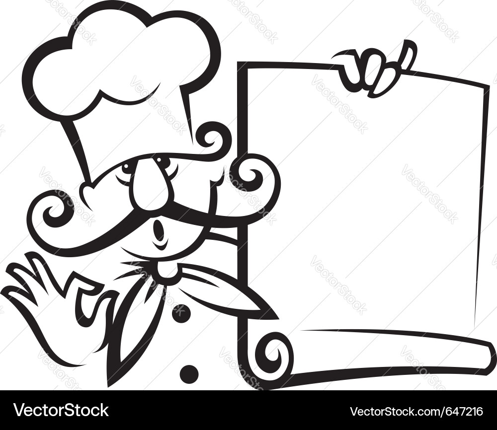 Chef with menu Royalty Free Vector Image - VectorStock