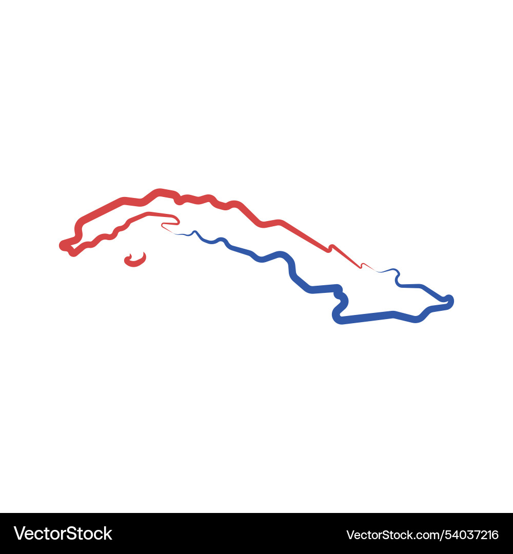 Cuba country map line border icon Royalty Free Vector Image