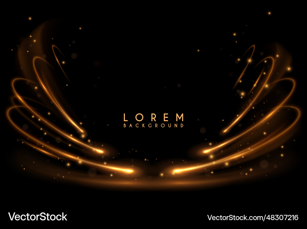 Golden motion light effect with sparks Royalty Free Vector
