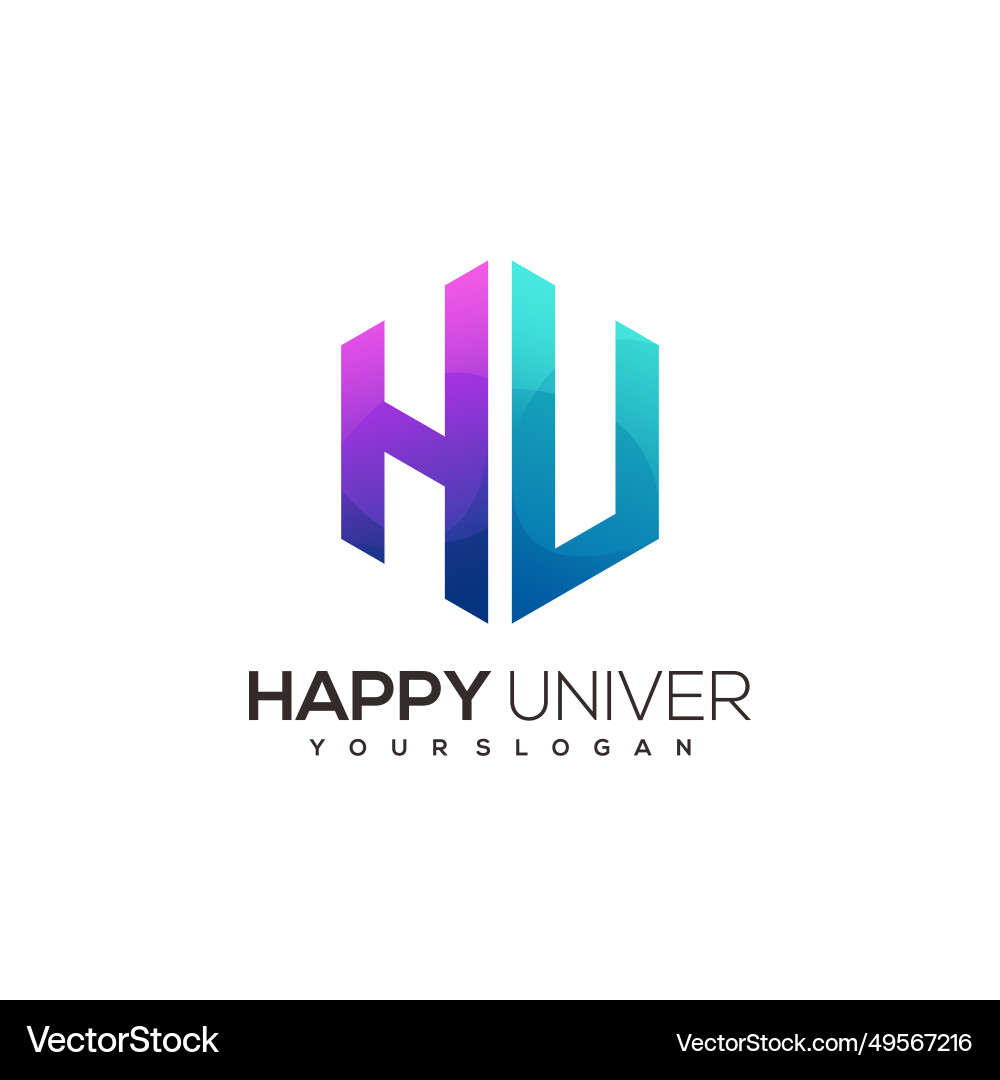 H u letter logo colorful gradient Royalty Free Vector Image