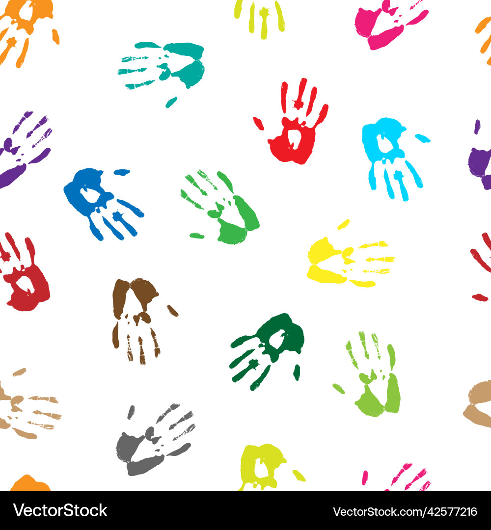 Human hands color print seamless background Vector Image