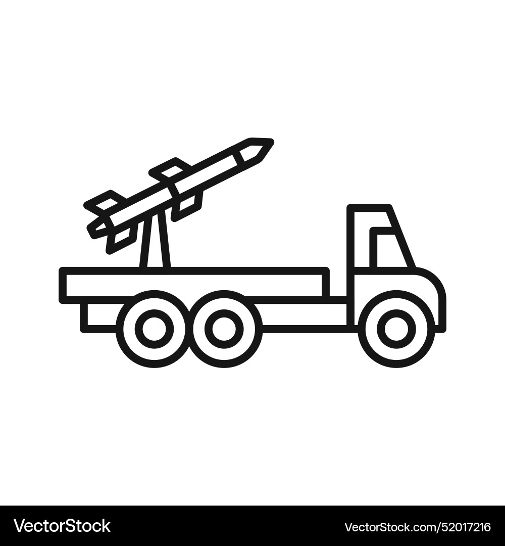 Missile launcher icon black line art Royalty Free Vector