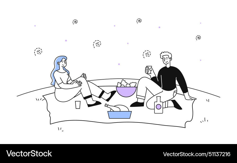 People at picnic simple Royalty Free Vector Image