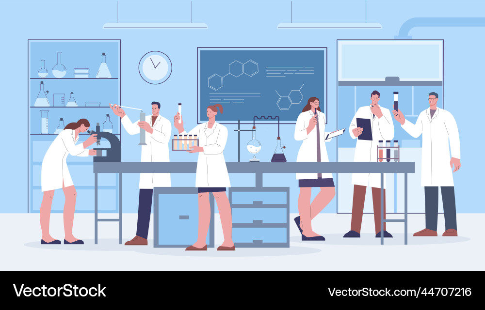 Scientists science research laboratory biology Vector Image