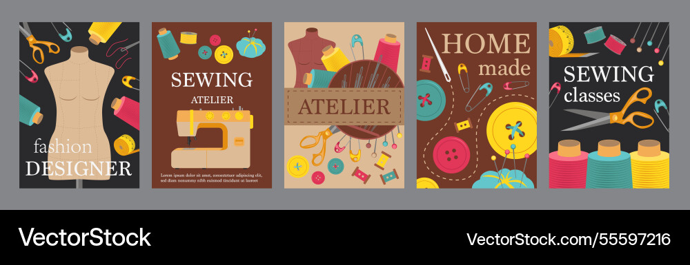 Sewing Atelier Poster Template Royalty Free Vector Image