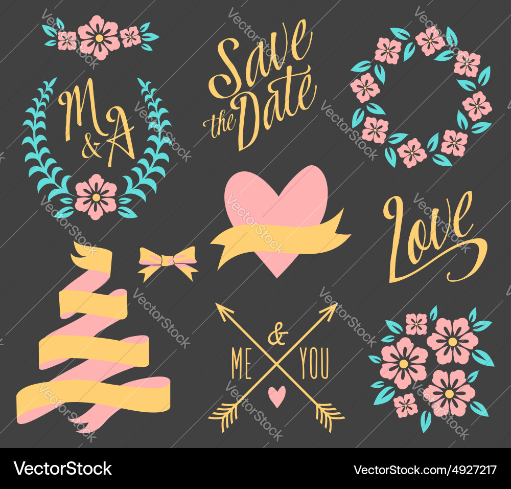 Big wedding graphic set Royalty Free Vector Image