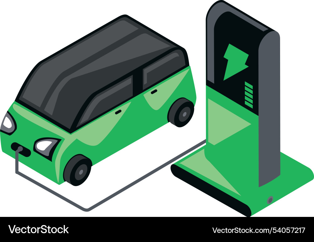 Car electric vehicle charged Royalty Free Vector Image