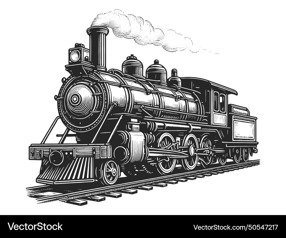 Steam locomotive sketch Royalty Free Vector Image